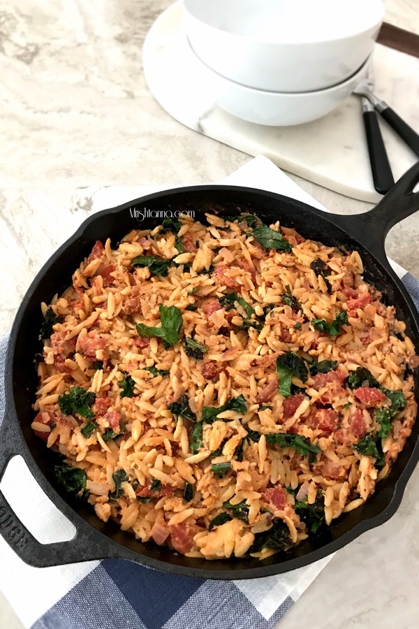 Creamy Tomato Kale Orzo • Simple Sumptuous Cooking