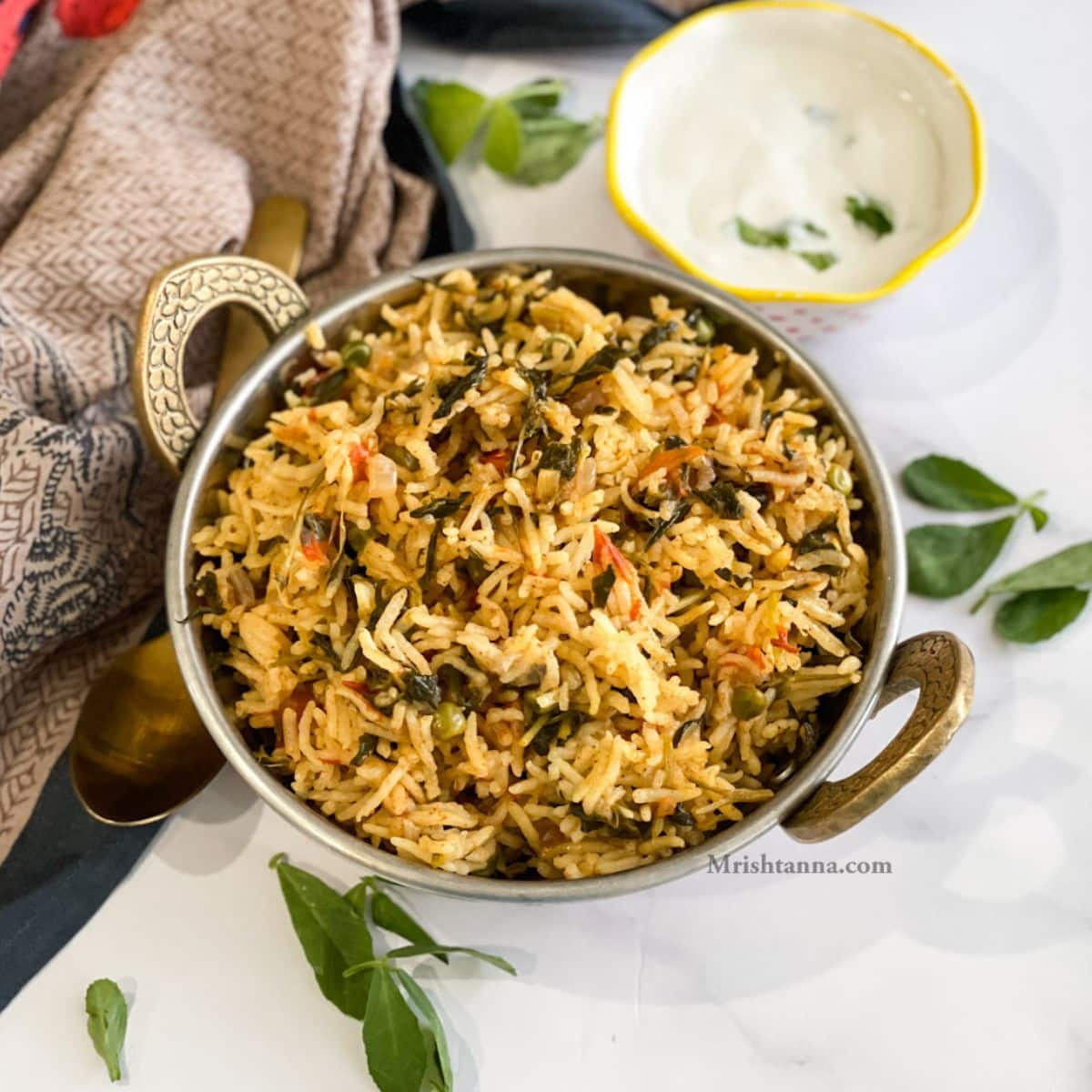 Methi Pulao (Fenugreek Leaves Rice) • Simple Sumptuous Cooking