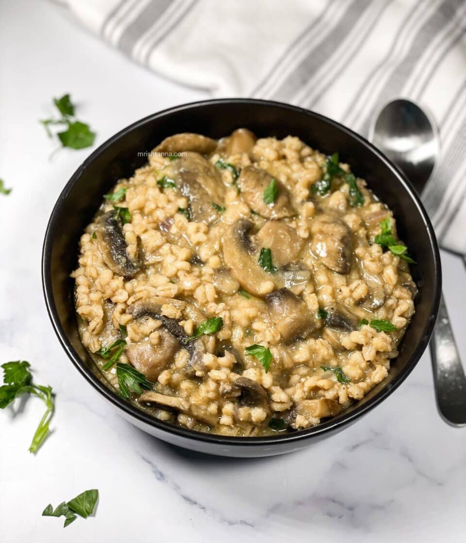 Instant Pot Vegan Barley Risotto With Mushrooms • Simple Sumptuous Cooking